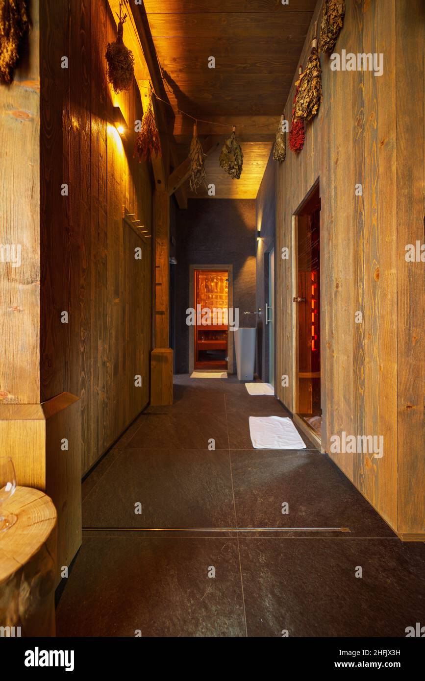 Interior of a luxury spa wellness center with sauna Stock Photo - Alamy