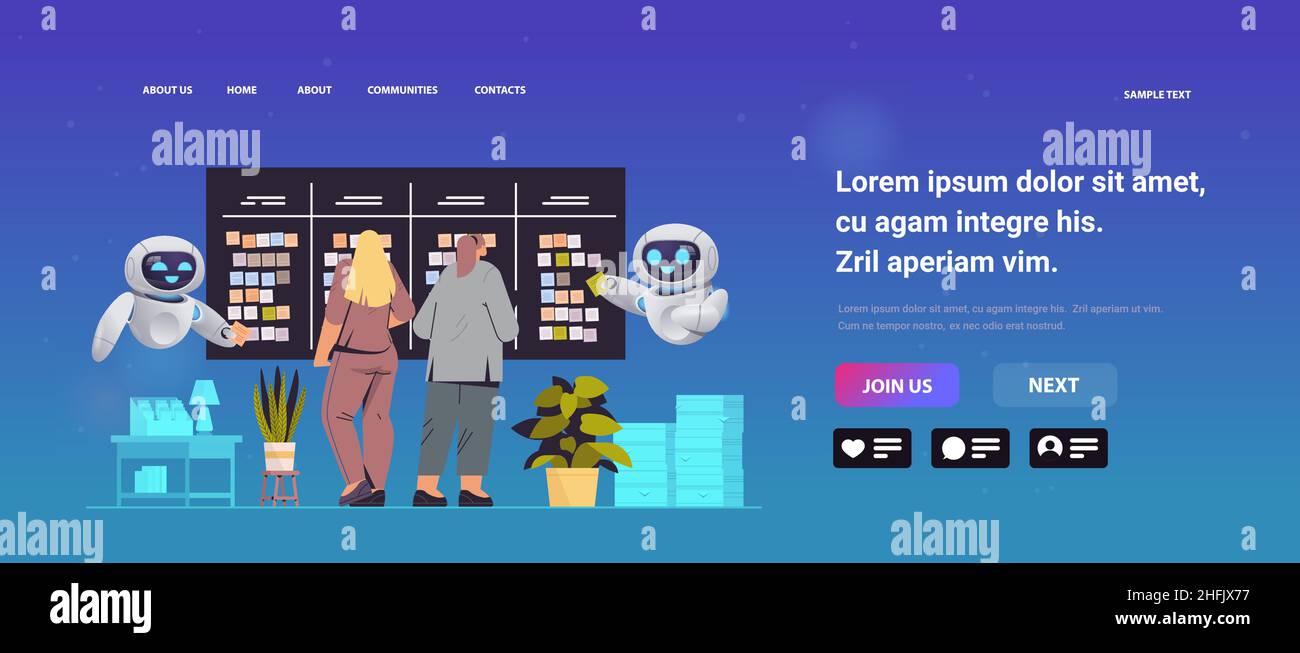 businesswomen with robots helpers planning day scheduling appointment ...