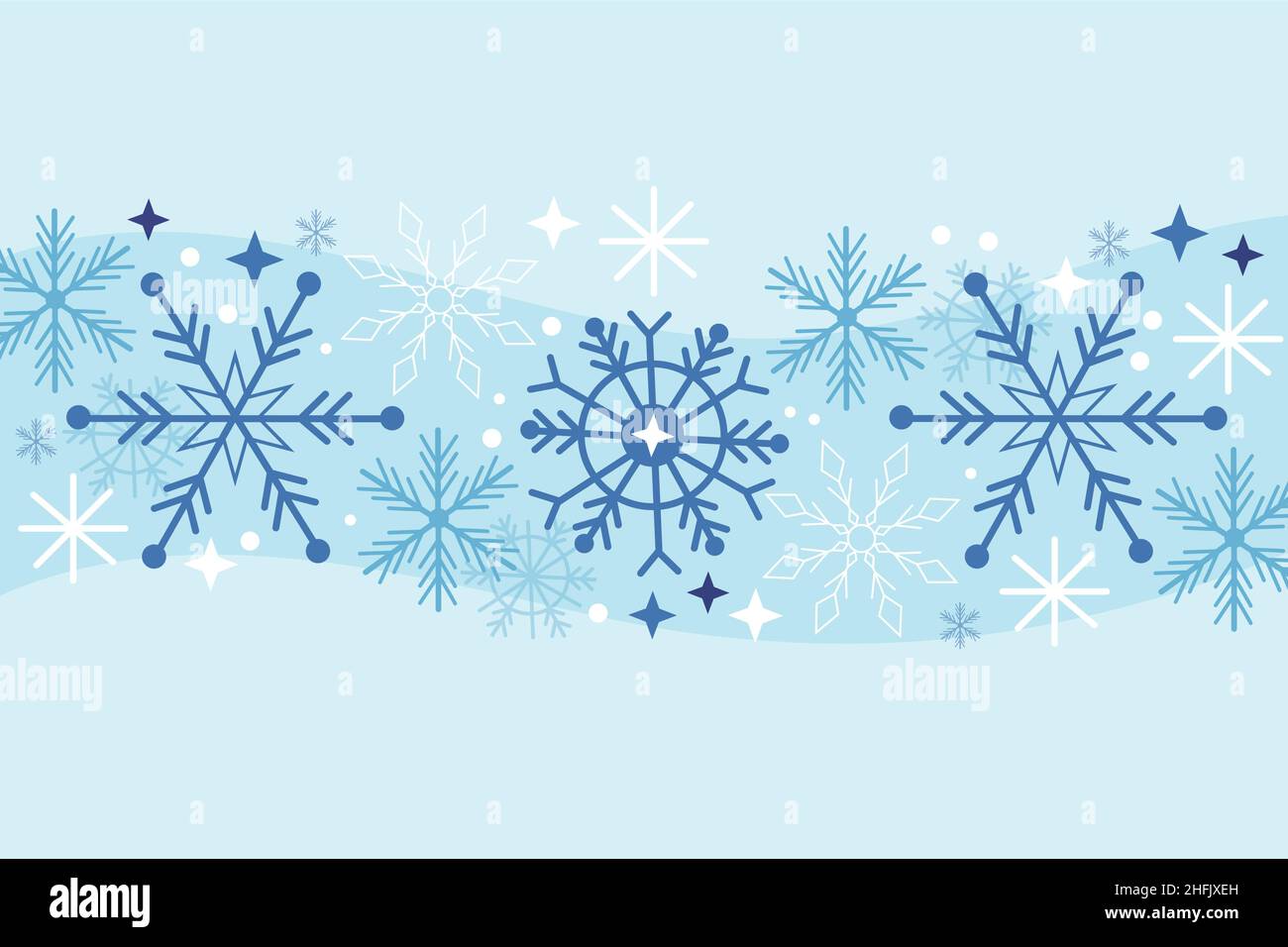 Hand drawn flat design snowflake border Vector illustration Stock ...