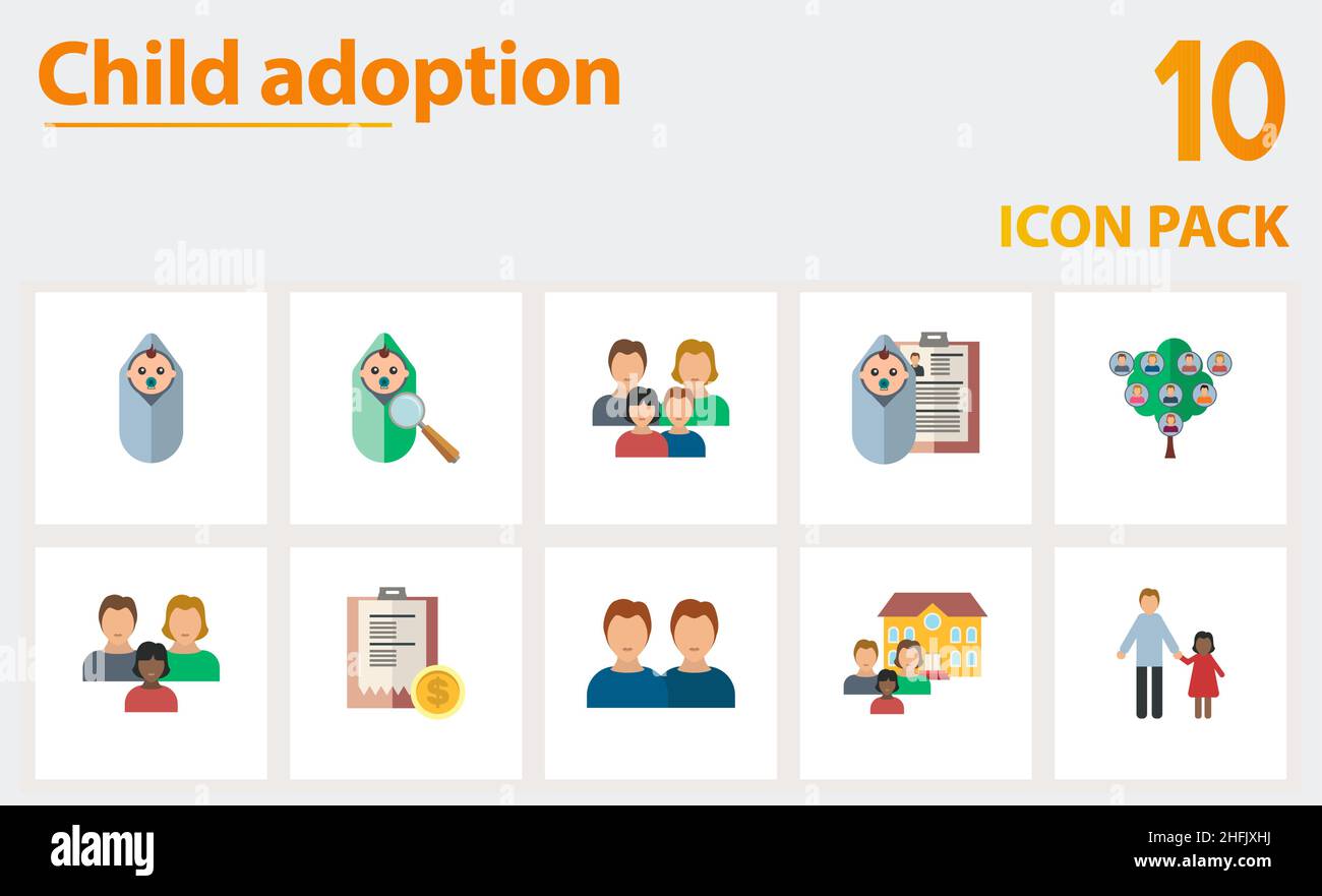 Child Adoption icon set. Collection of simple elements such as the new ...