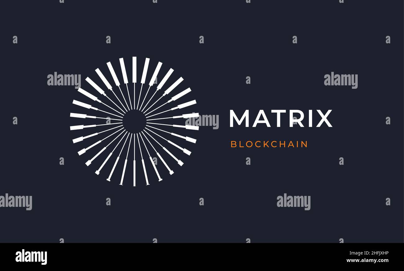 Blockchain logo, logotype, sign. Digital circle line design template ...