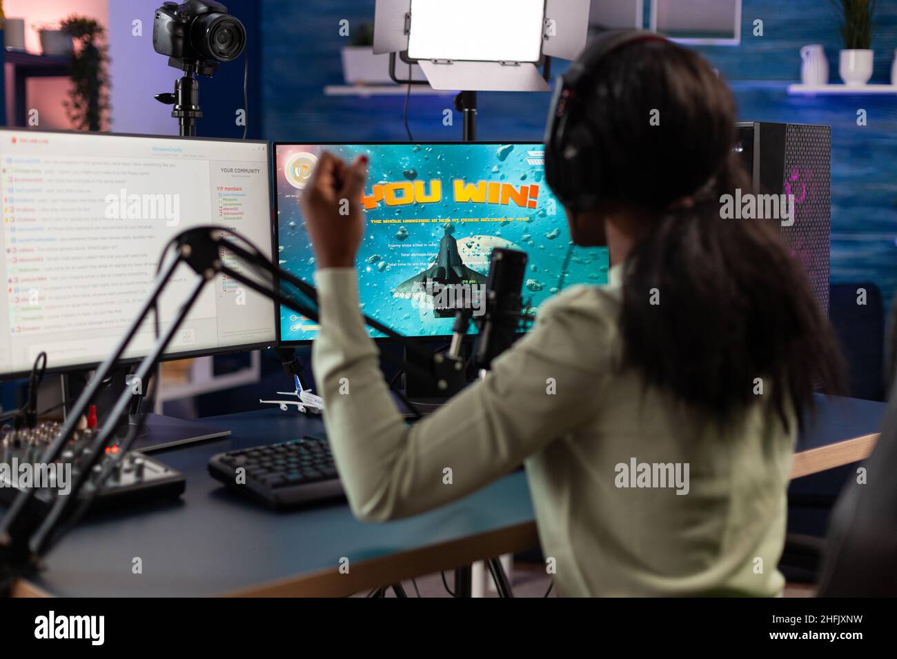 Excited gamer playing winning in hi-res stock photography and images ...