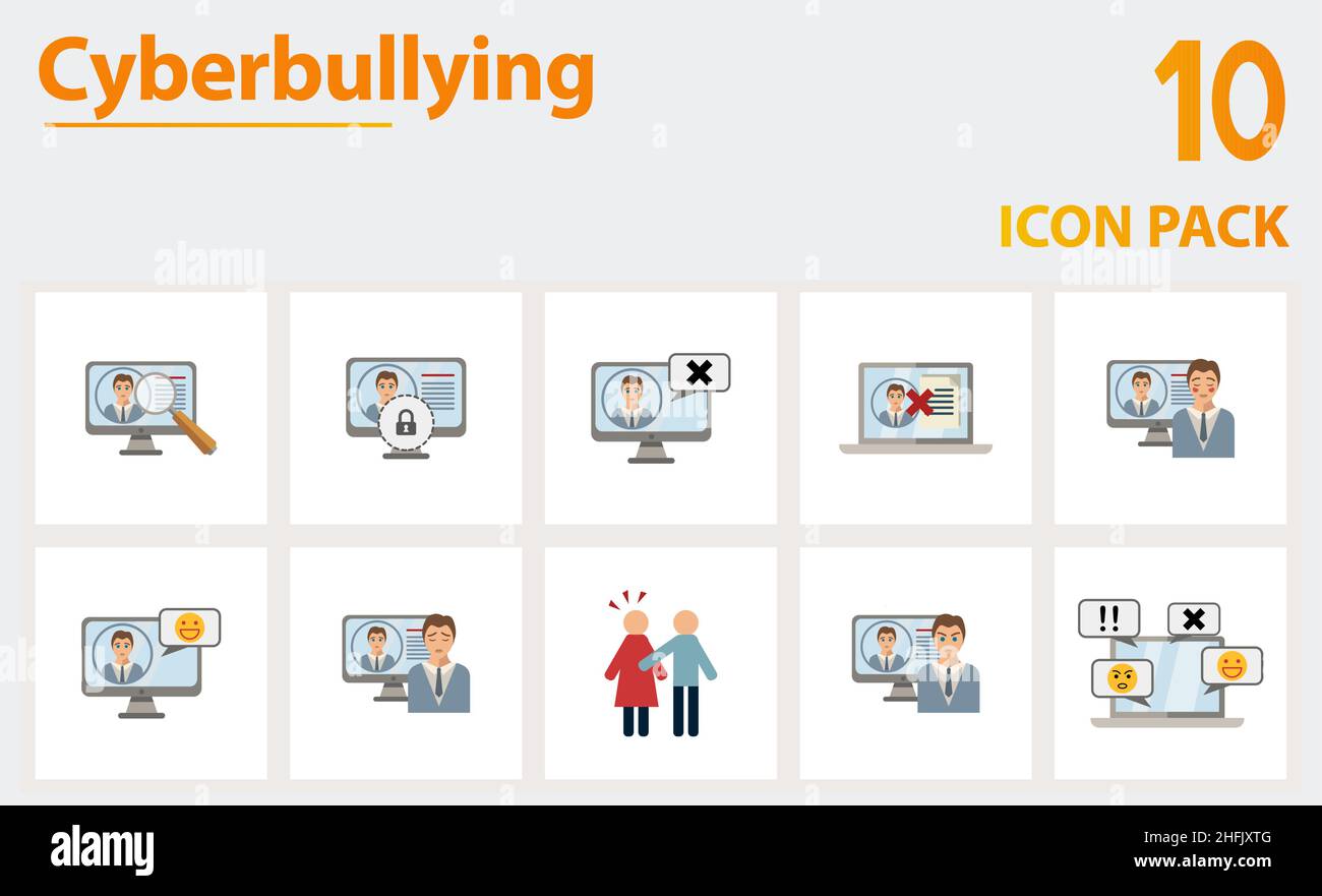 Cyberbullying icon set. Collection of simple elements such as the ...