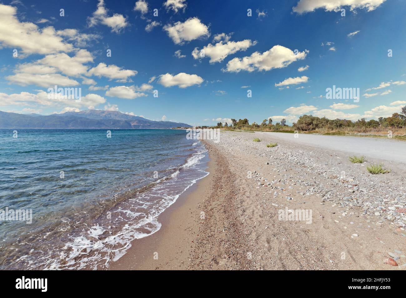 The beach Chiliadou at the Corinthian gulf, Greece Stock Photo - Alamy