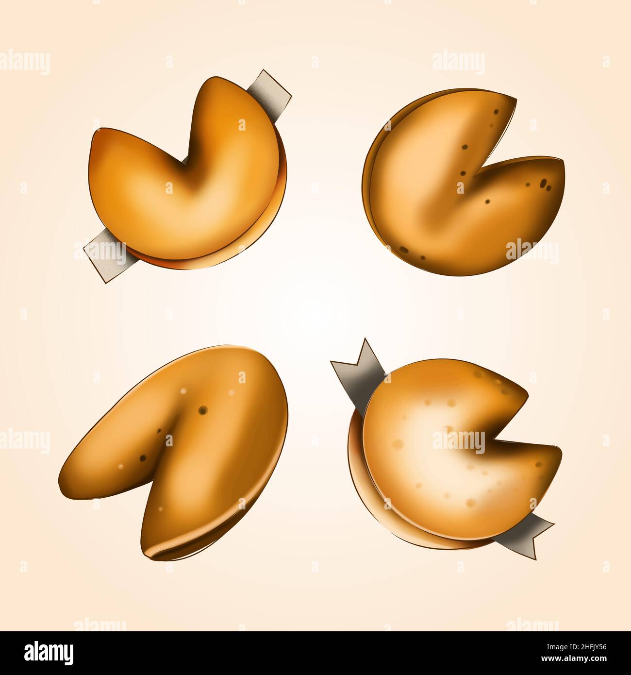 Hand drawn fortune cookie set Vector illustration Stock Vector Image ...