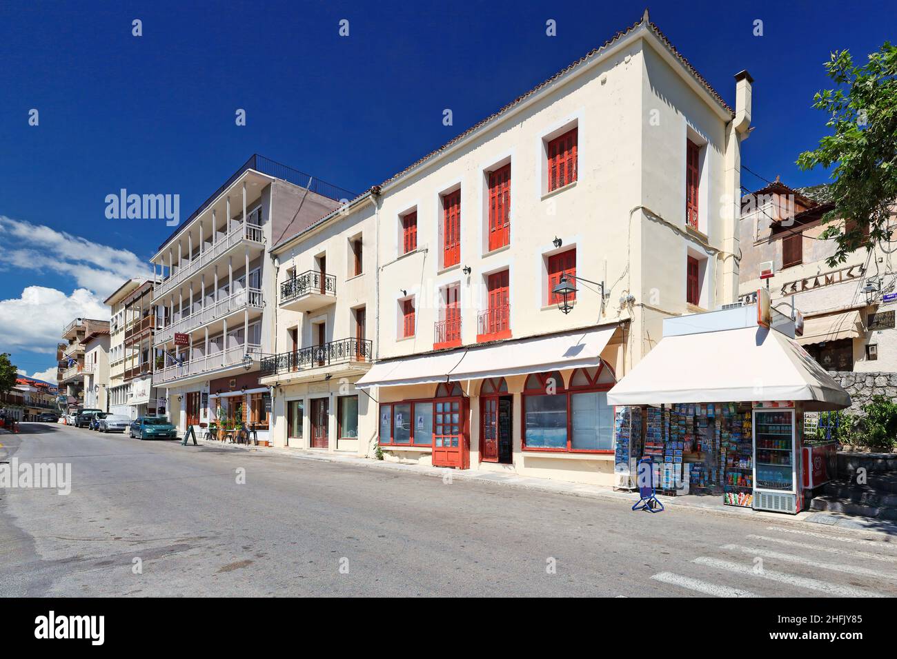 Buildings at the new city of Delphi, Greece Stock Photo - Alamy