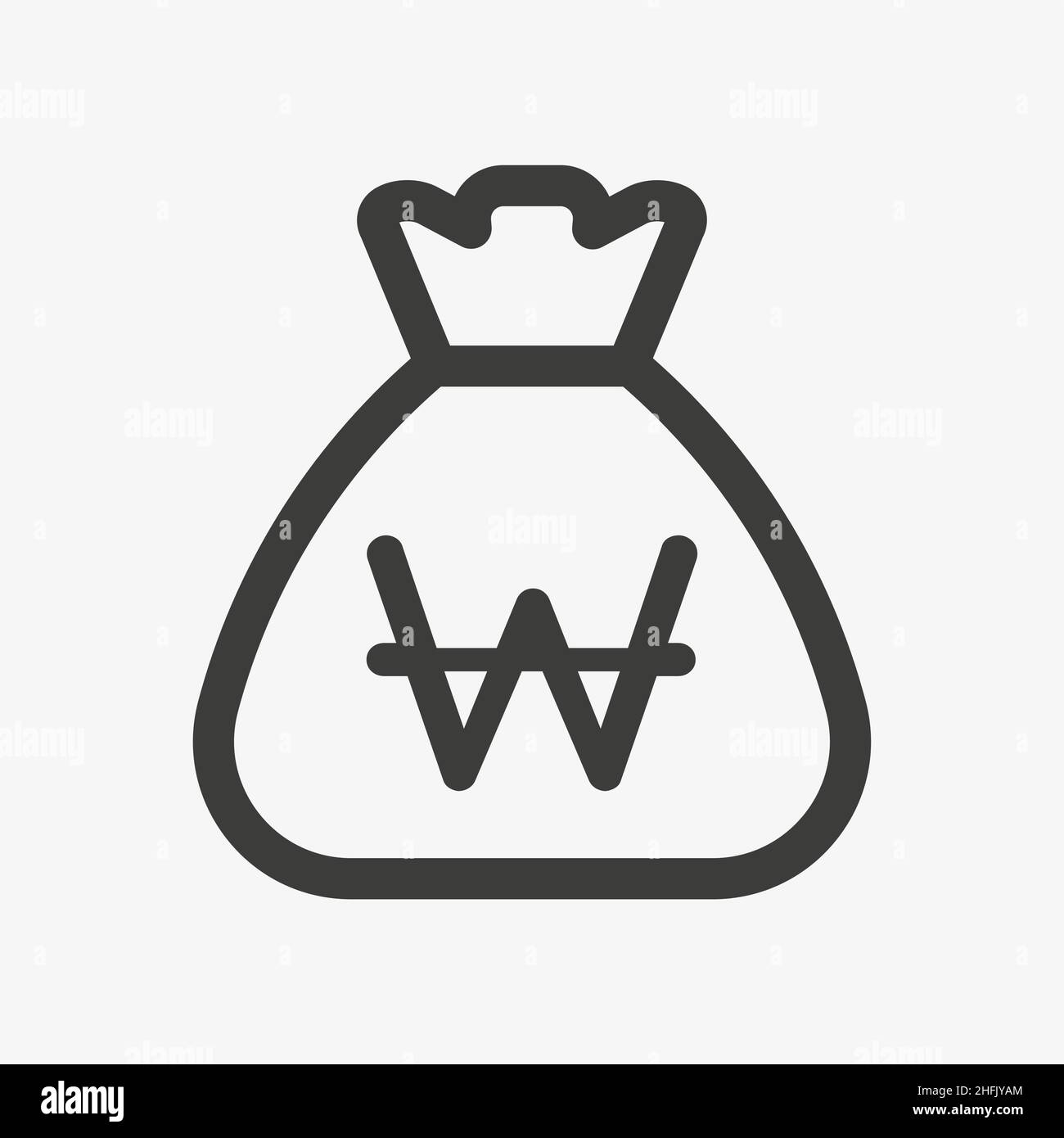 Won icon. Sack with South Korean currency Stock Vector Image & Art - Alamy