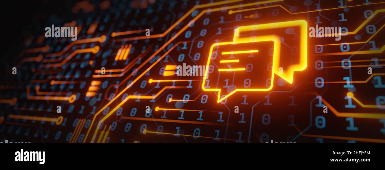 neon background chat message icon, bubble talk notification sign in ...