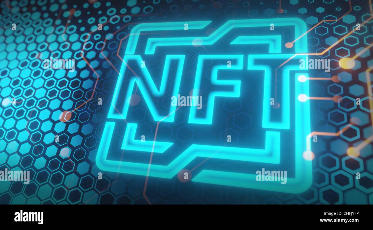 NFT futuristic digital background. Cryptocurrency concept Stock Photo ...