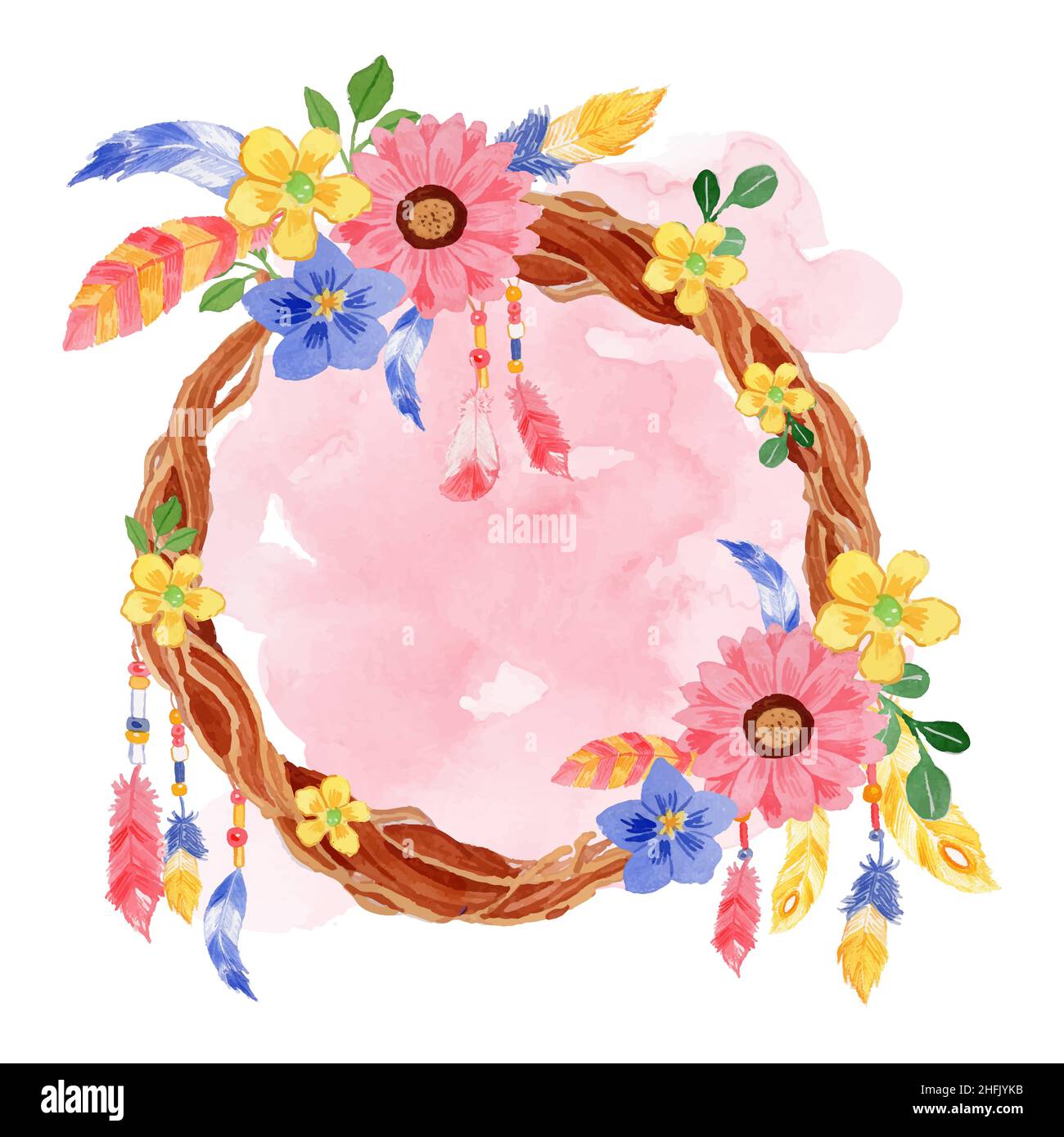 Watercolor boho frame Vector illustration Stock Vector Image & Art - Alamy