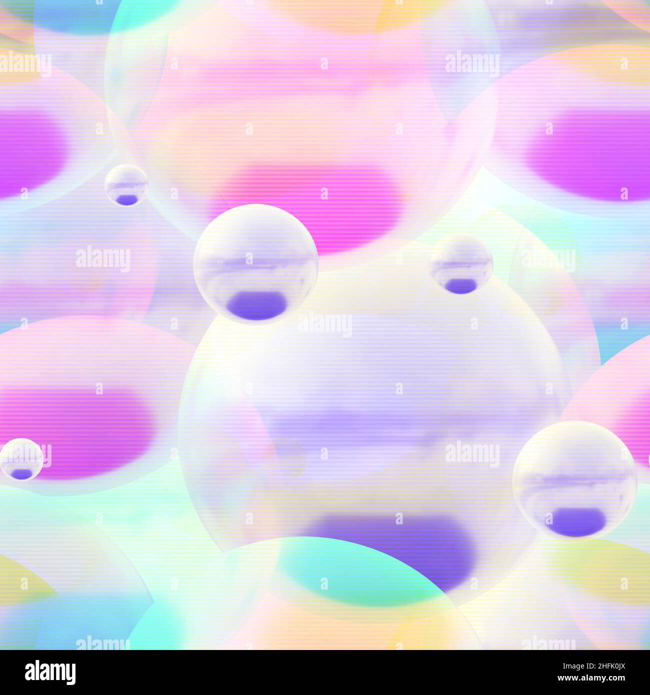 big soap bubbles seamless pattern, scanlines effect, 3d render Stock ...