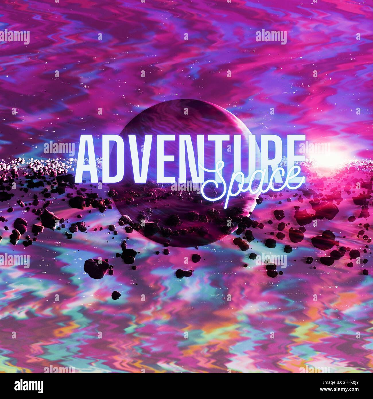 Space Adventure, The Planet Saturn with meteorite ring, 3d rendered ...