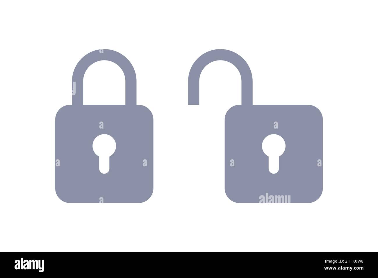 Lock and unlock icons vector illustration. Open and closed gray padlock ...