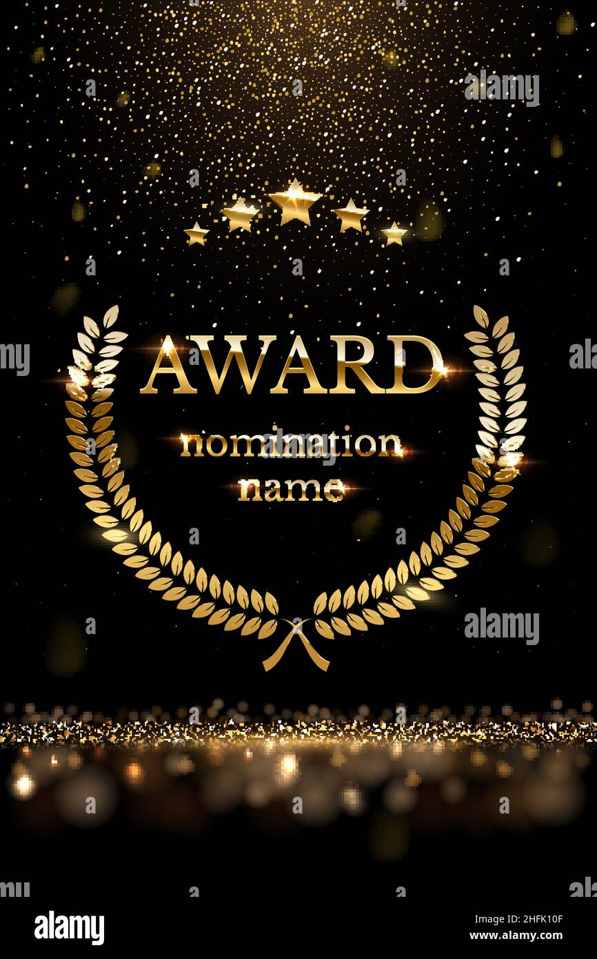 Winner nomination award with gold laurel vector illustration. Luxury ...