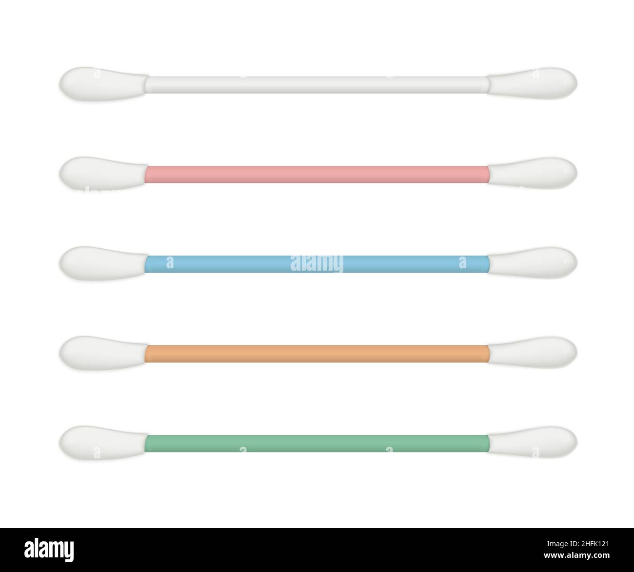 Cotton swabs with absorbent wool buds on different color plastic ...