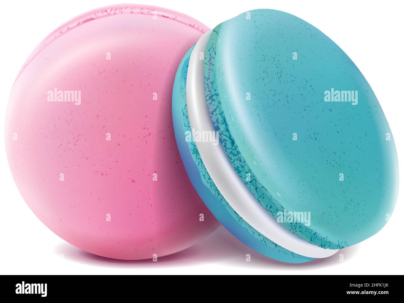 3d realistic vector icon. Set of two macaroons in raspberry and ...