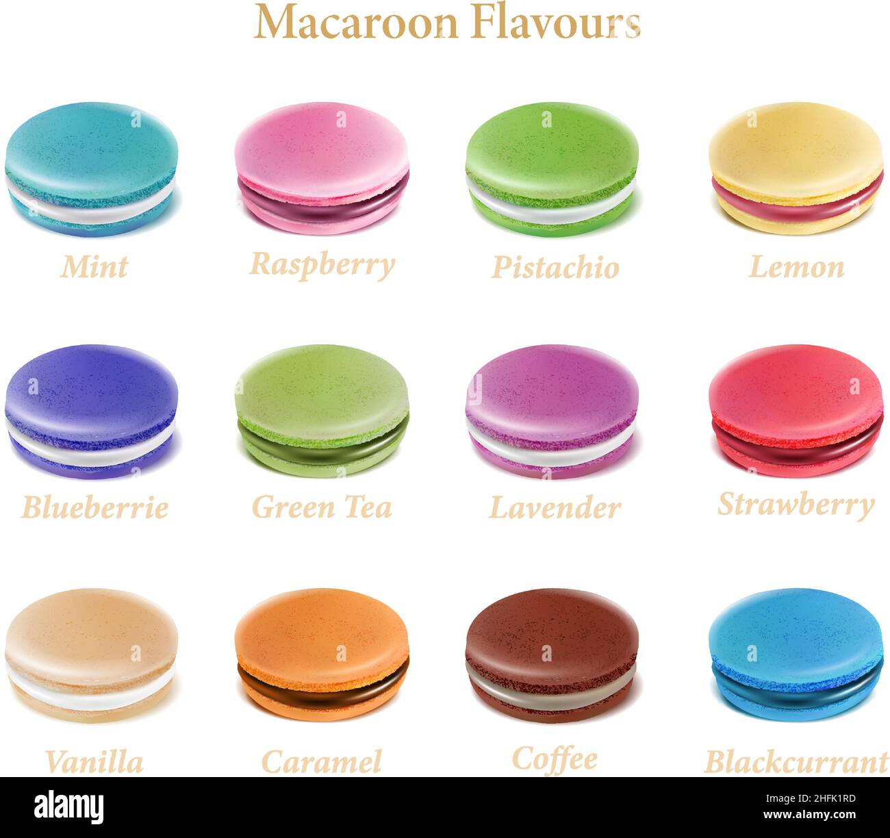 Set of macaroons vector vectors hi-res stock photography and images - Alamy
