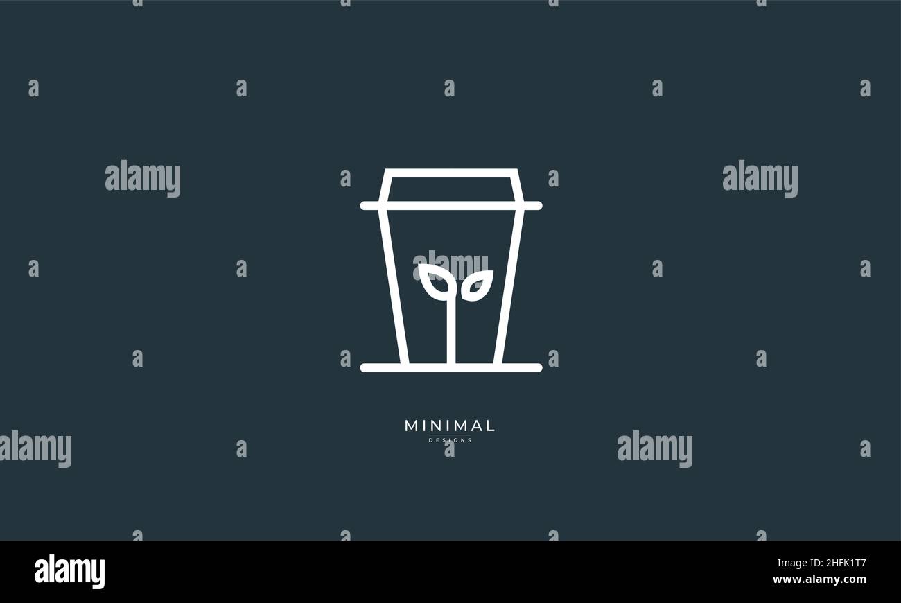 a line art icon logo of a bin with a leaf ECO bin, Green bin, green ...
