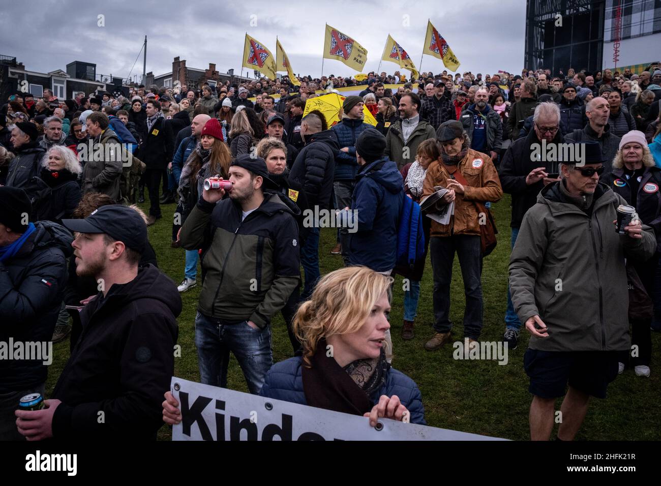 Netherlands, Amsterdam on 16/01/2022. Protest against covid-19 ...