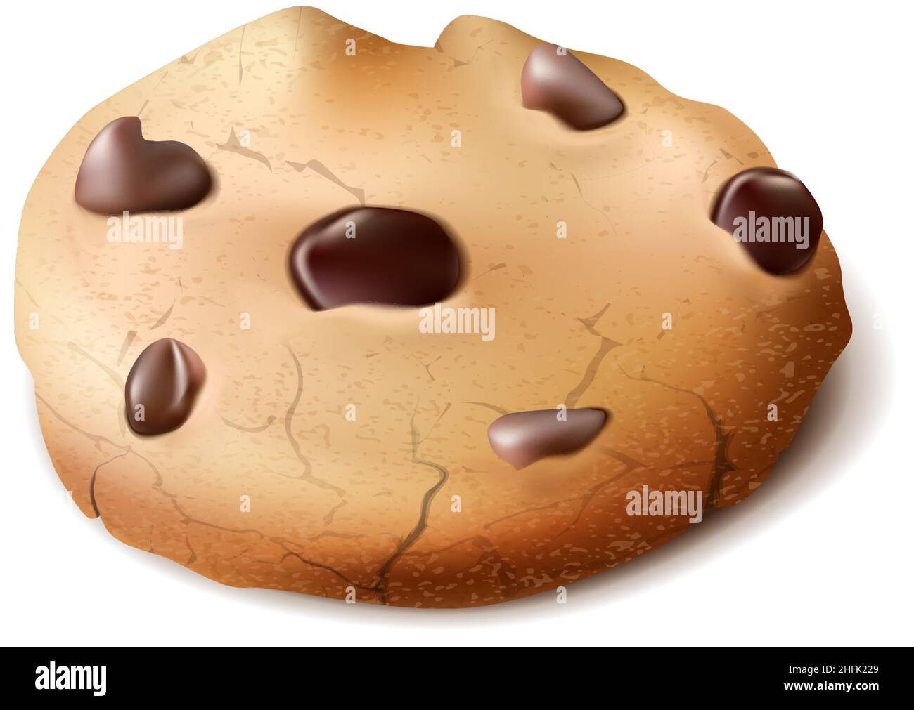 3d realistic vector icon. Butter cookies with chocolate chips. Isolated ...