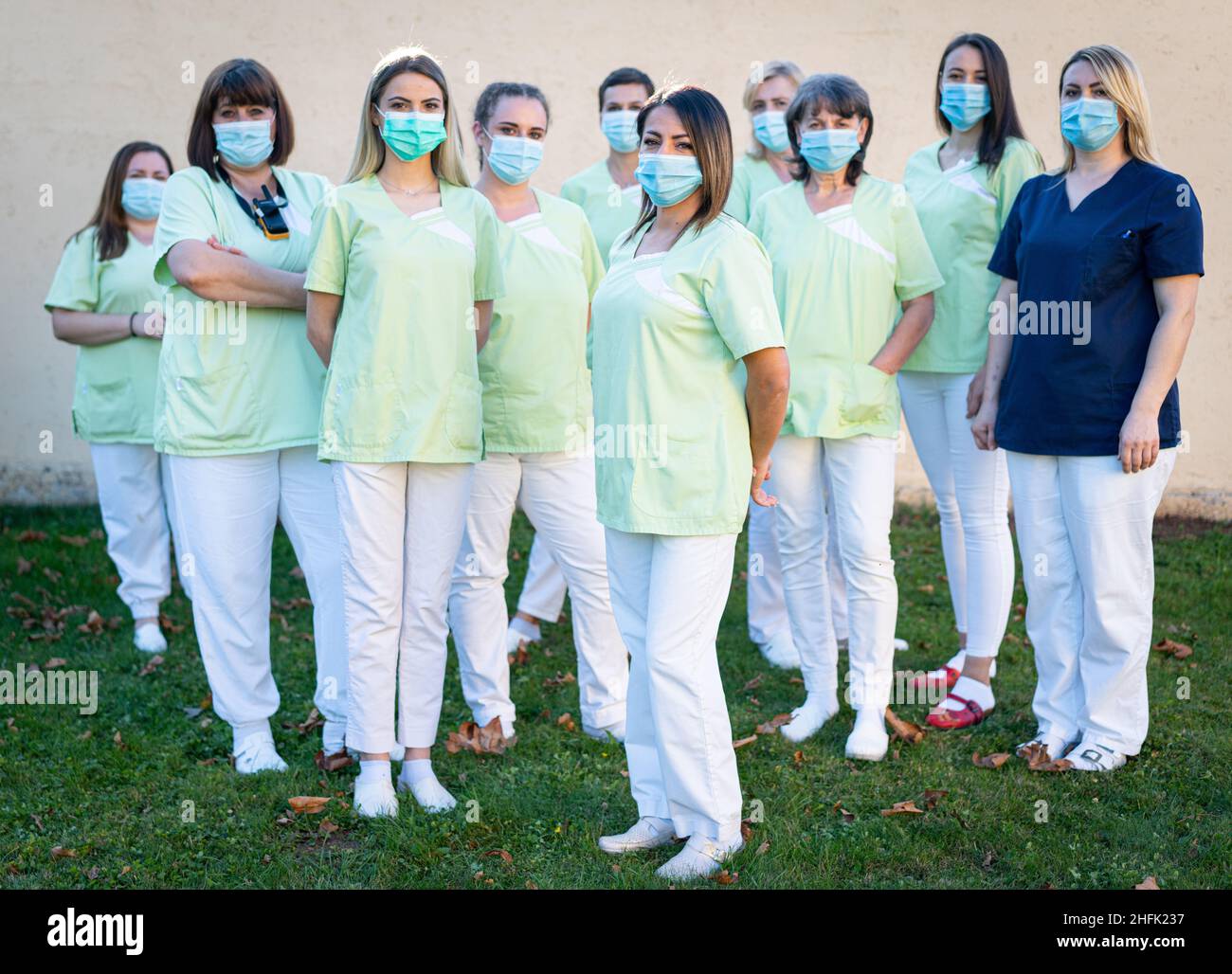 Nursing female team together portrait out side . high quality photo ...