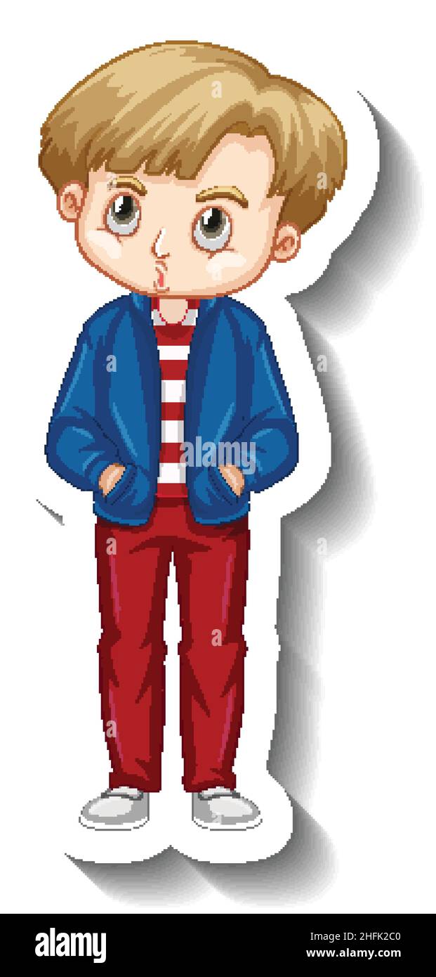 A boy wears bomber jacket cartoon character illustration Stock Vector ...