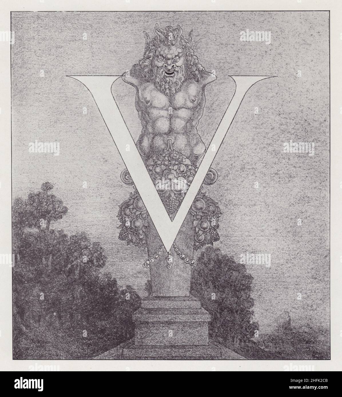 Initial Letter V (Satyr) to Volpone, 1898. Illustration for an edition ...