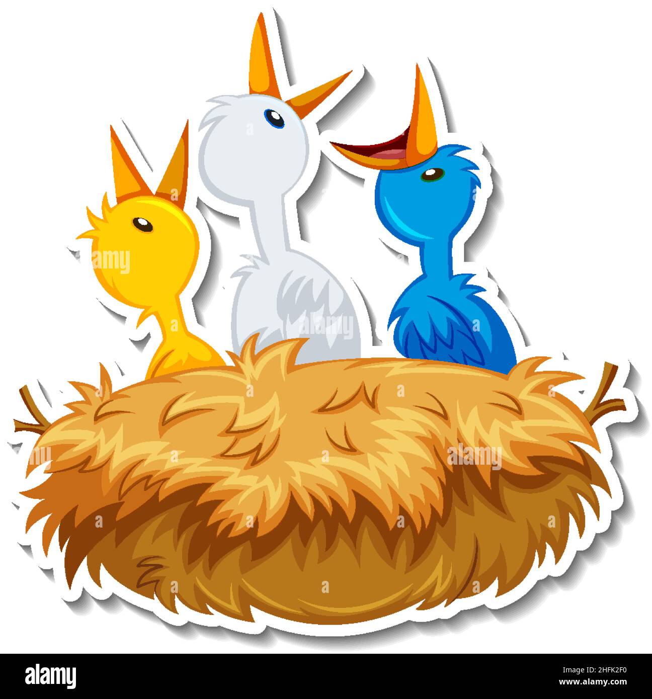 Baby birds in the nest cartoon illustration Stock Vector Image & Art ...