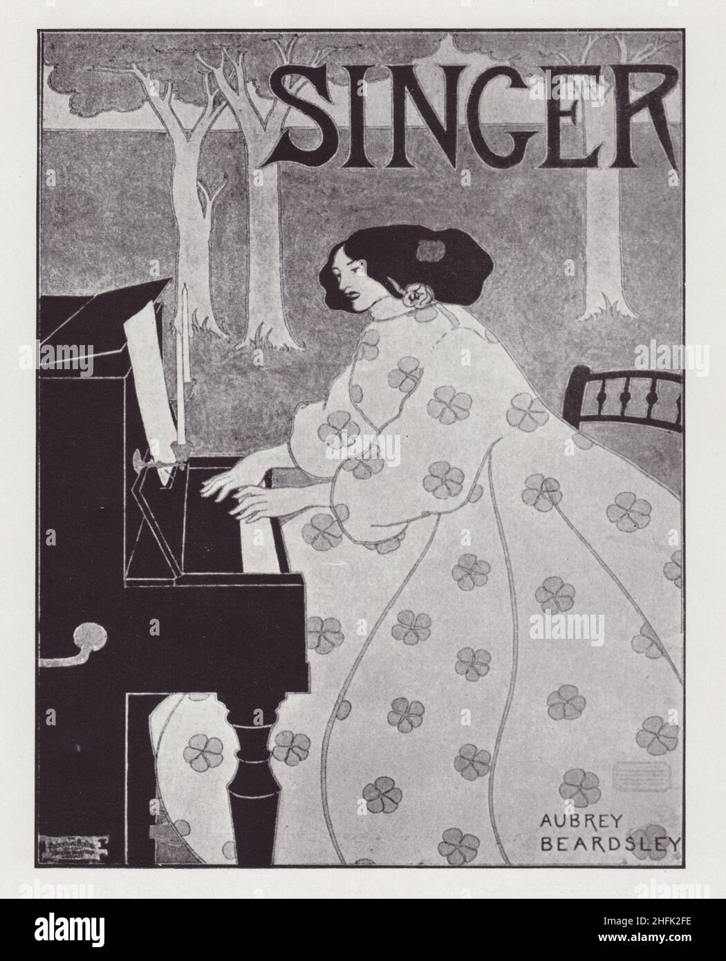 Singer Poster Design, 1895. A woman playing a Singer piano. The Singer ...