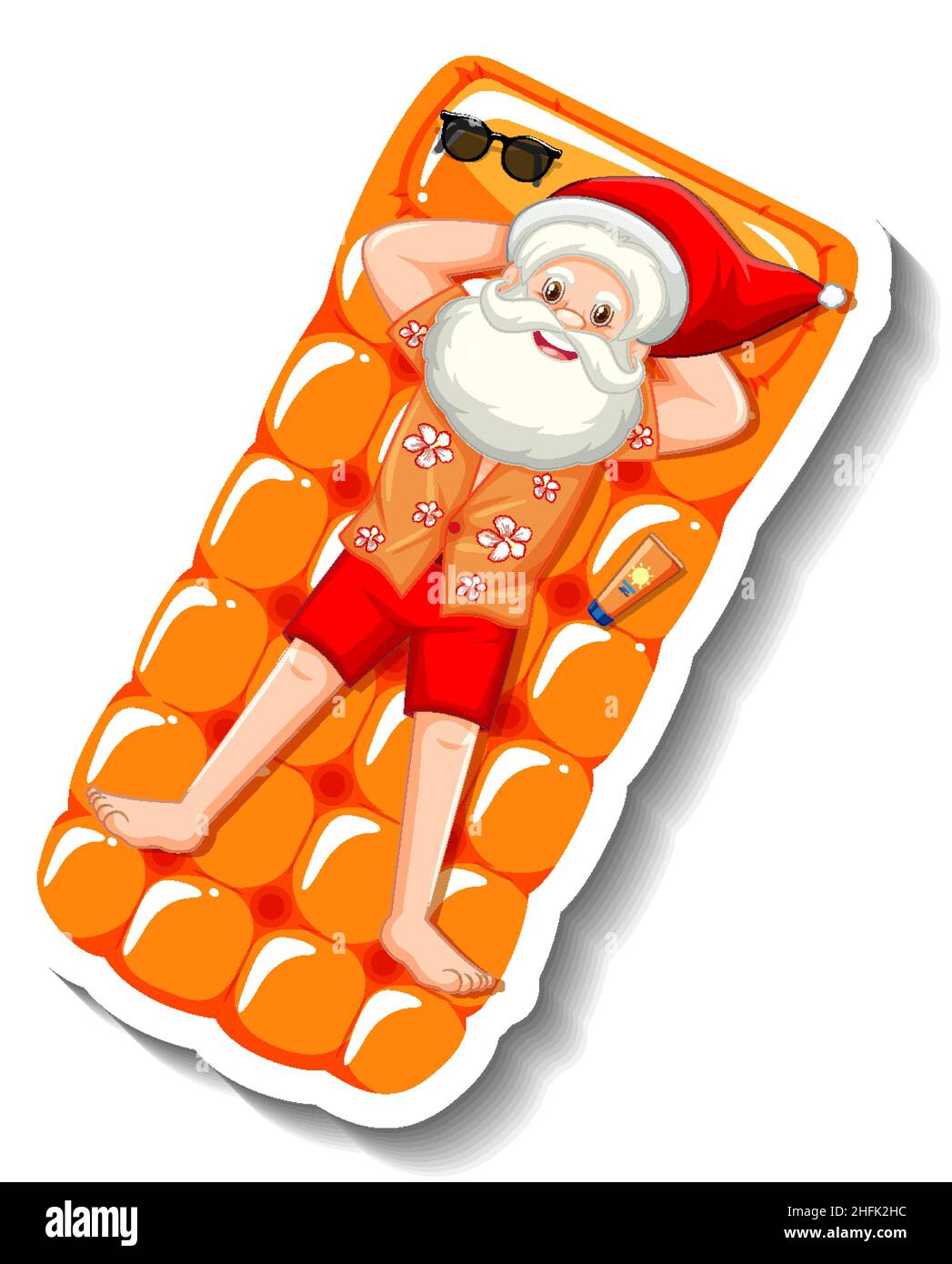 Santa Claus on inflatable pool float illustration Stock Vector Image ...