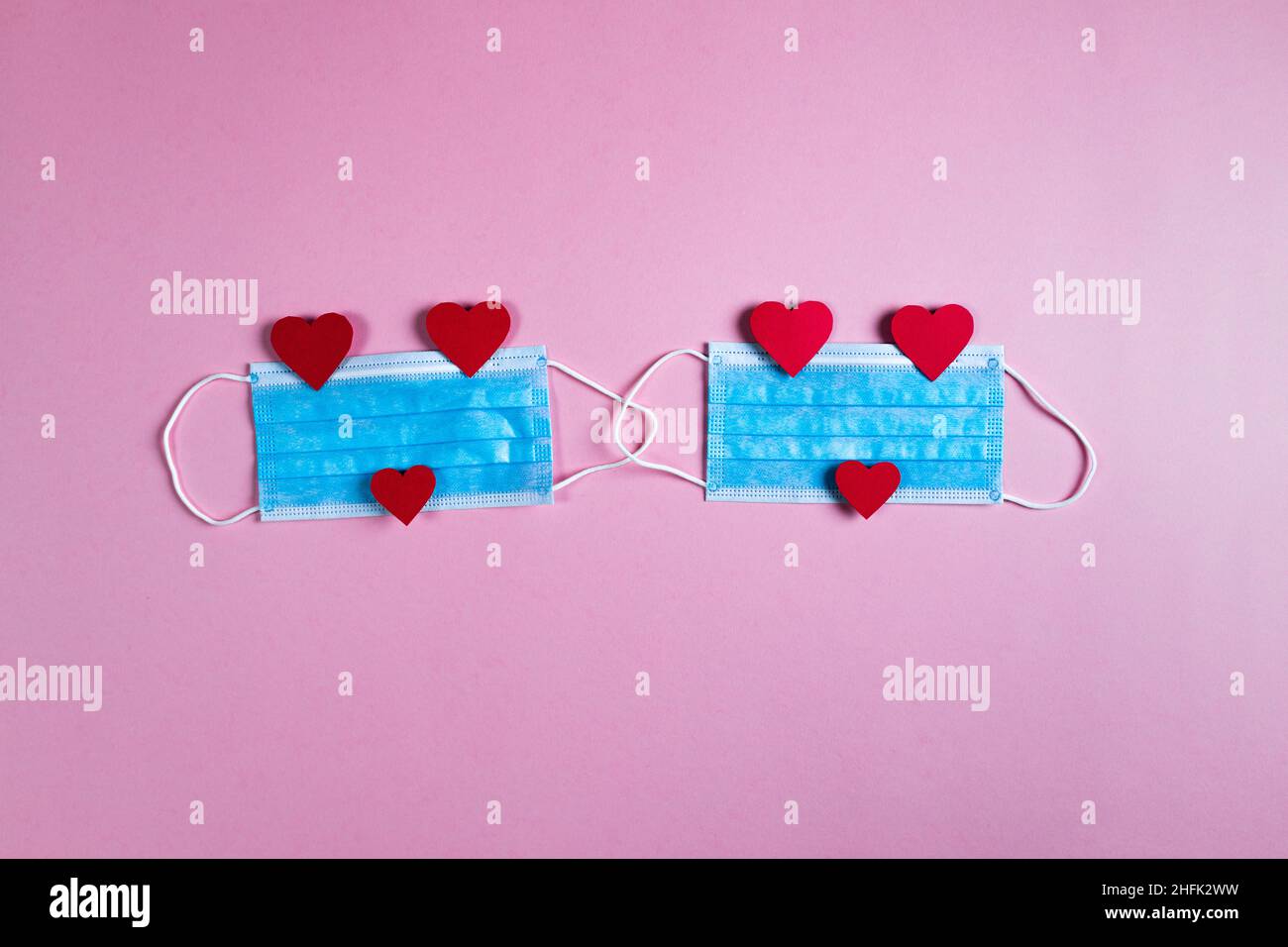 Red Heart with paper and surgical mask for valentines day Stock Photo ...