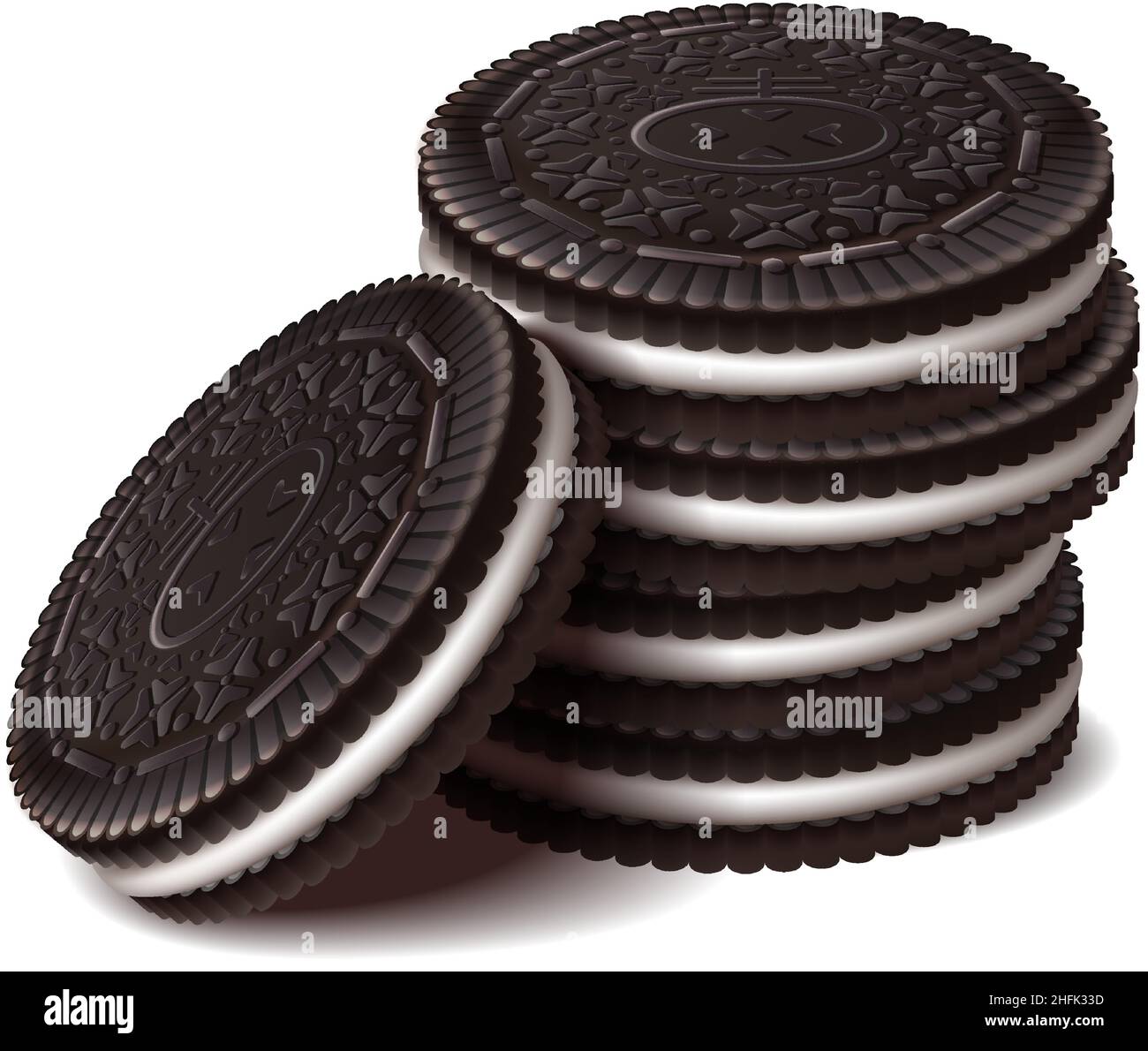 realistic vector icon. Falling chocolate cookies. Isolated on white ...