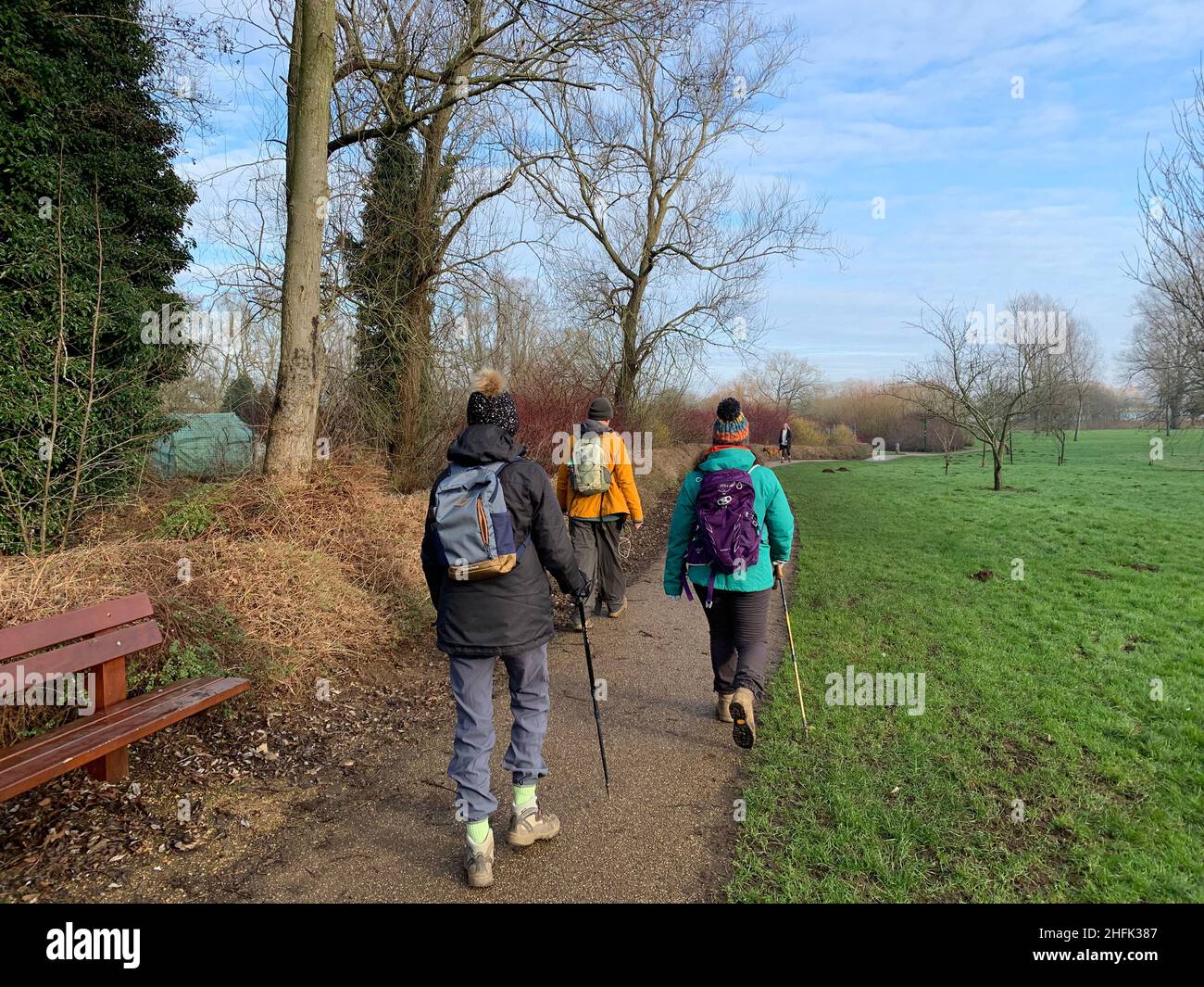 Walkers in Wolverton near Cosgrove Milton Keynes UK Stock Photo - Alamy