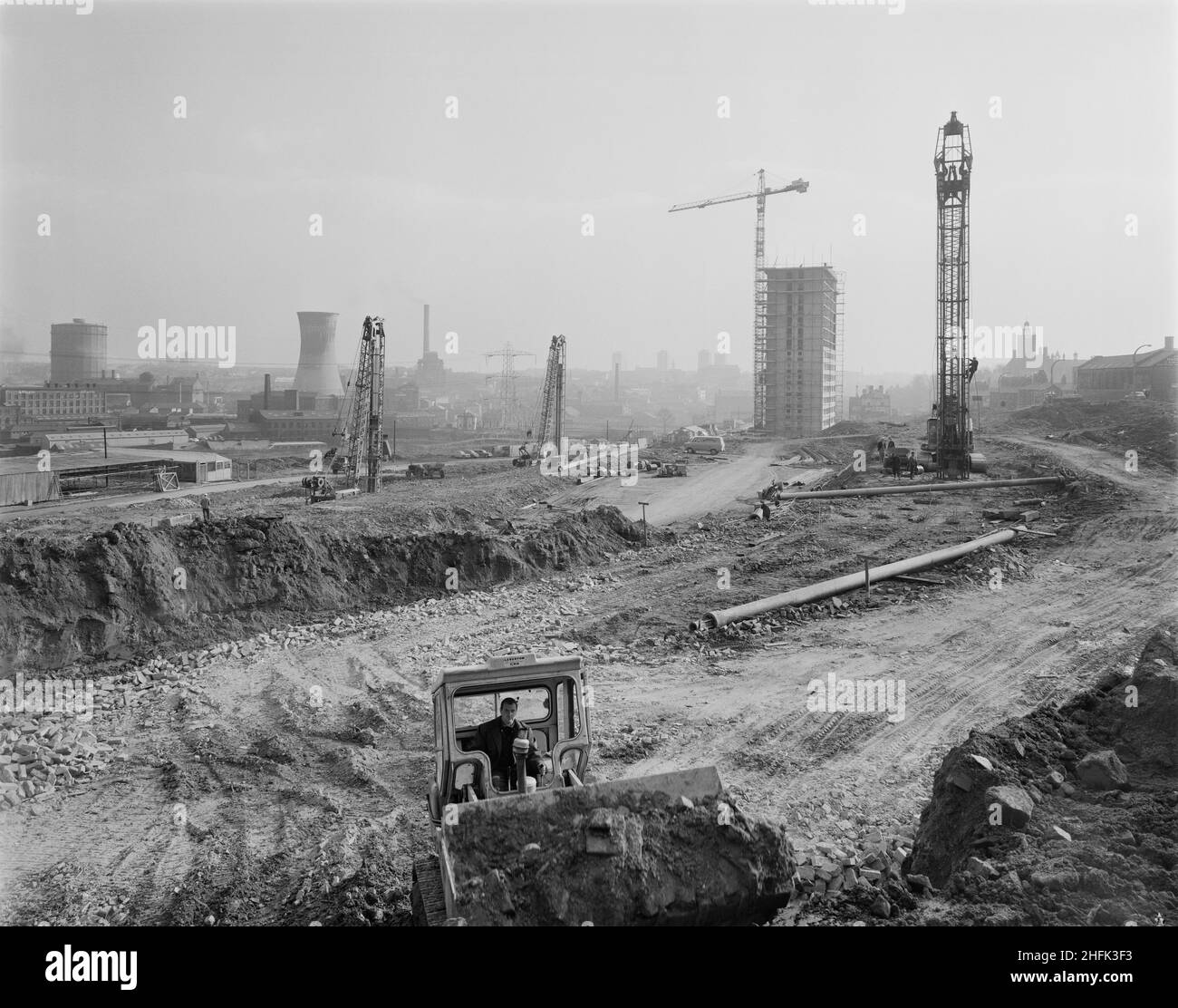 Lancashire Hill, Stockport, 08/03/1968. A general view across a Laing ...