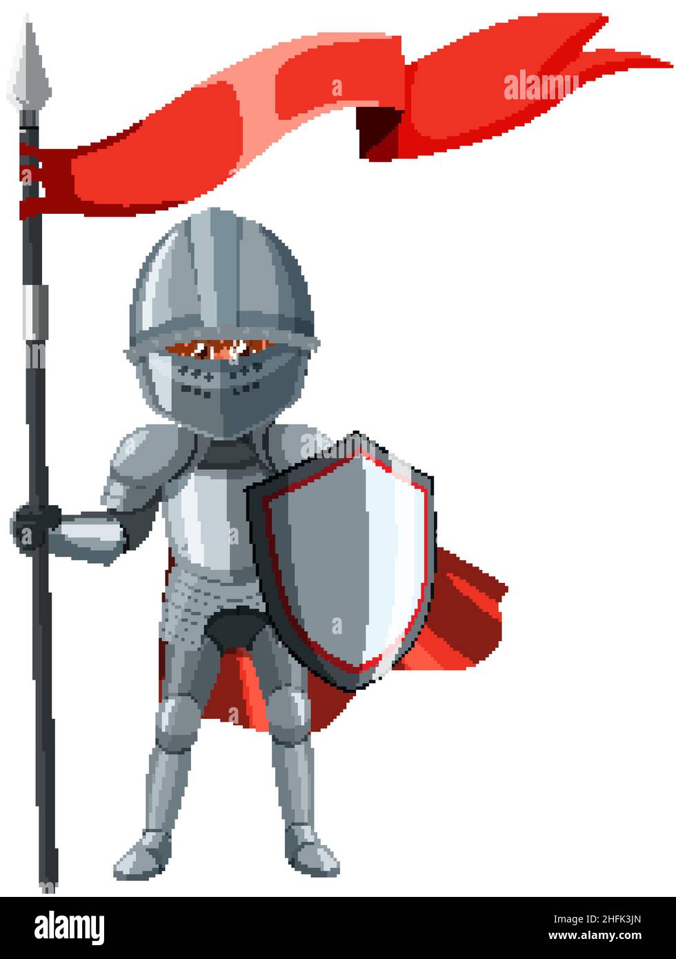 Medieval knight holding shield and flag illustration Stock Vector Image ...