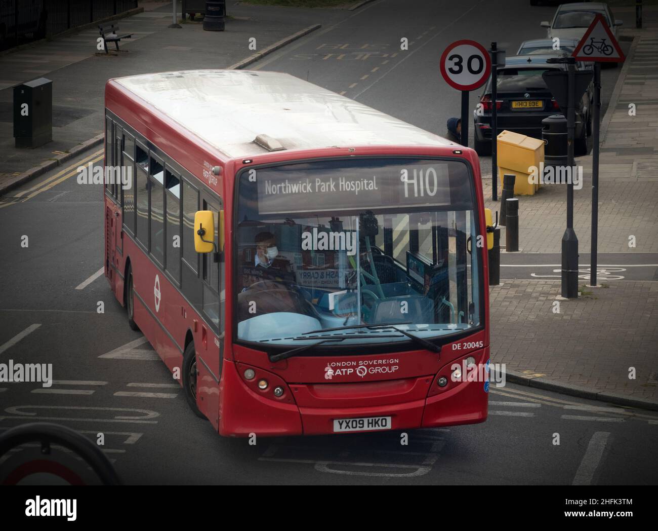 An H10 London bus to Northwick Park Hospital during the Covid-19 ...
