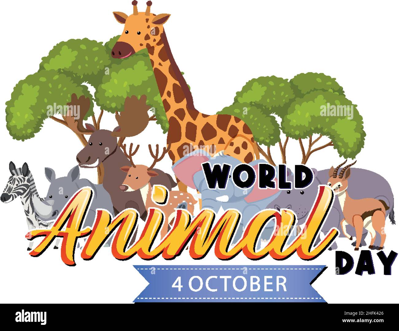 World Animal Day logo with african animals illustration Stock Vector ...