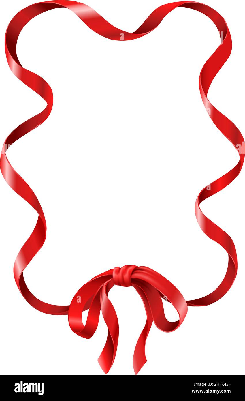 realistic vector icon. Red ribbon with a bow in a frame. Isolate on ...