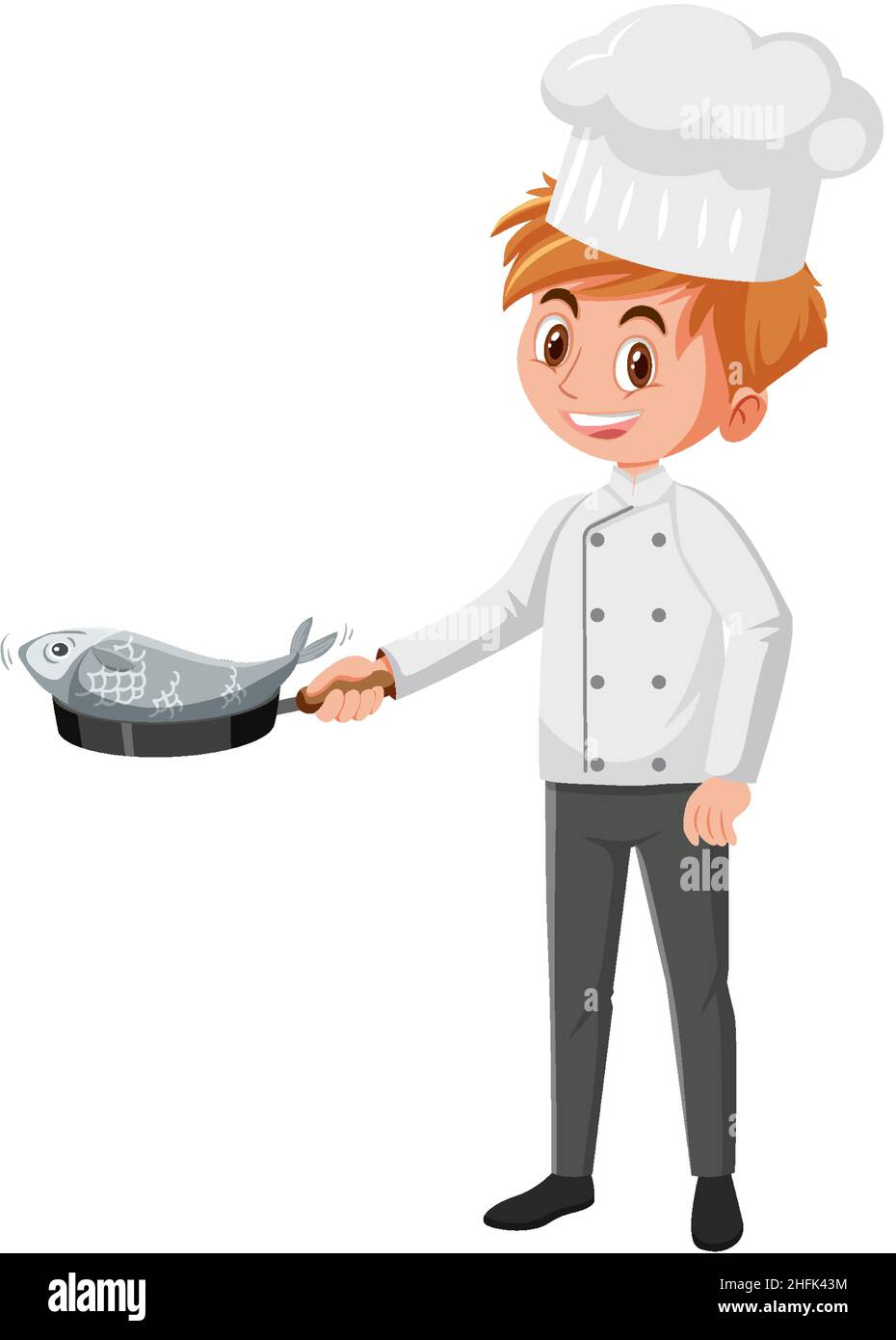 A professional chef cooking fish illustration Stock Vector Image & Art ...