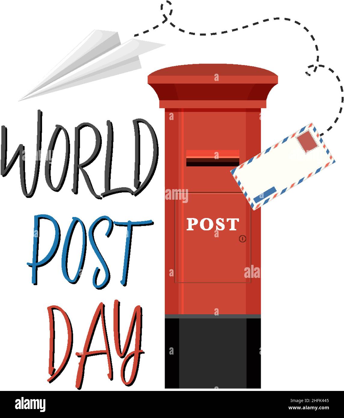 World Post Day word logo with a postbox illustration Stock Vector Image ...