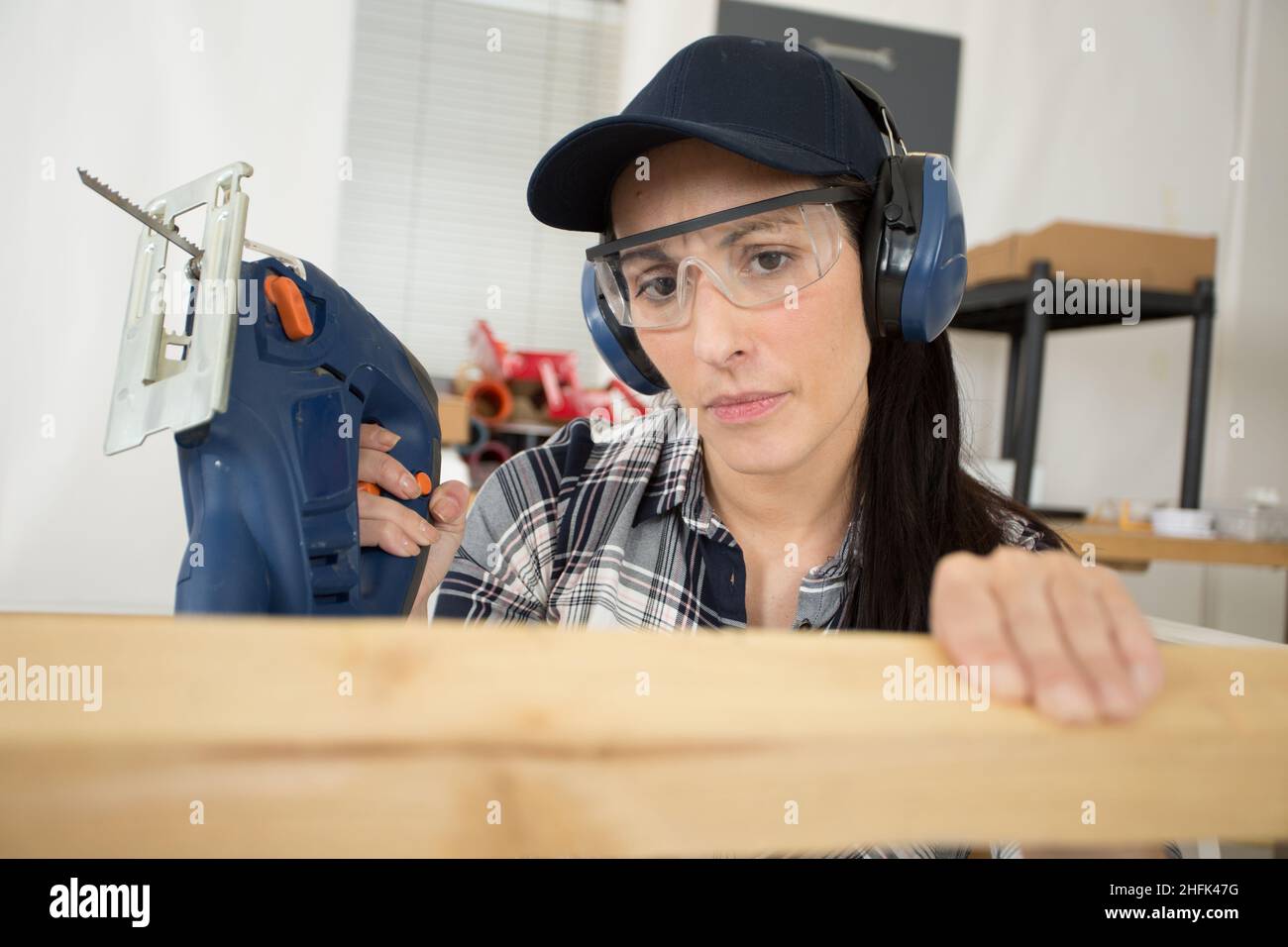 wood worker is building a floor construction Stock Photo - Alamy