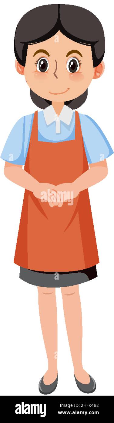 A housekeeper cartoon character on white background illustration Stock ...