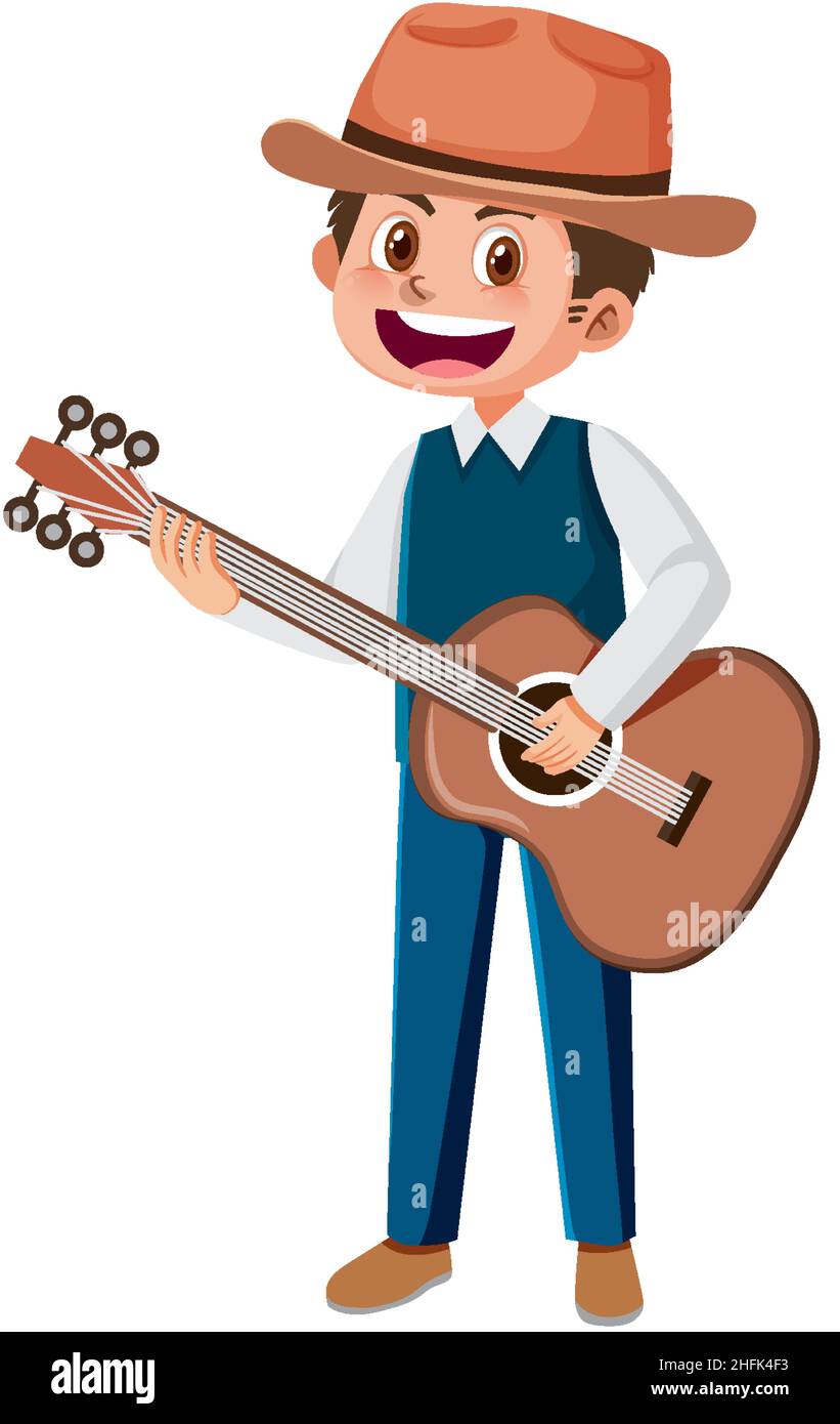 A male musician cartoon character on white background illustration ...