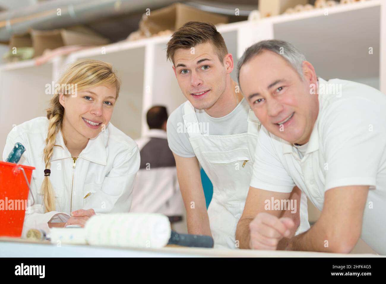 professional male construction crew in uniforms at work Stock Photo - Alamy