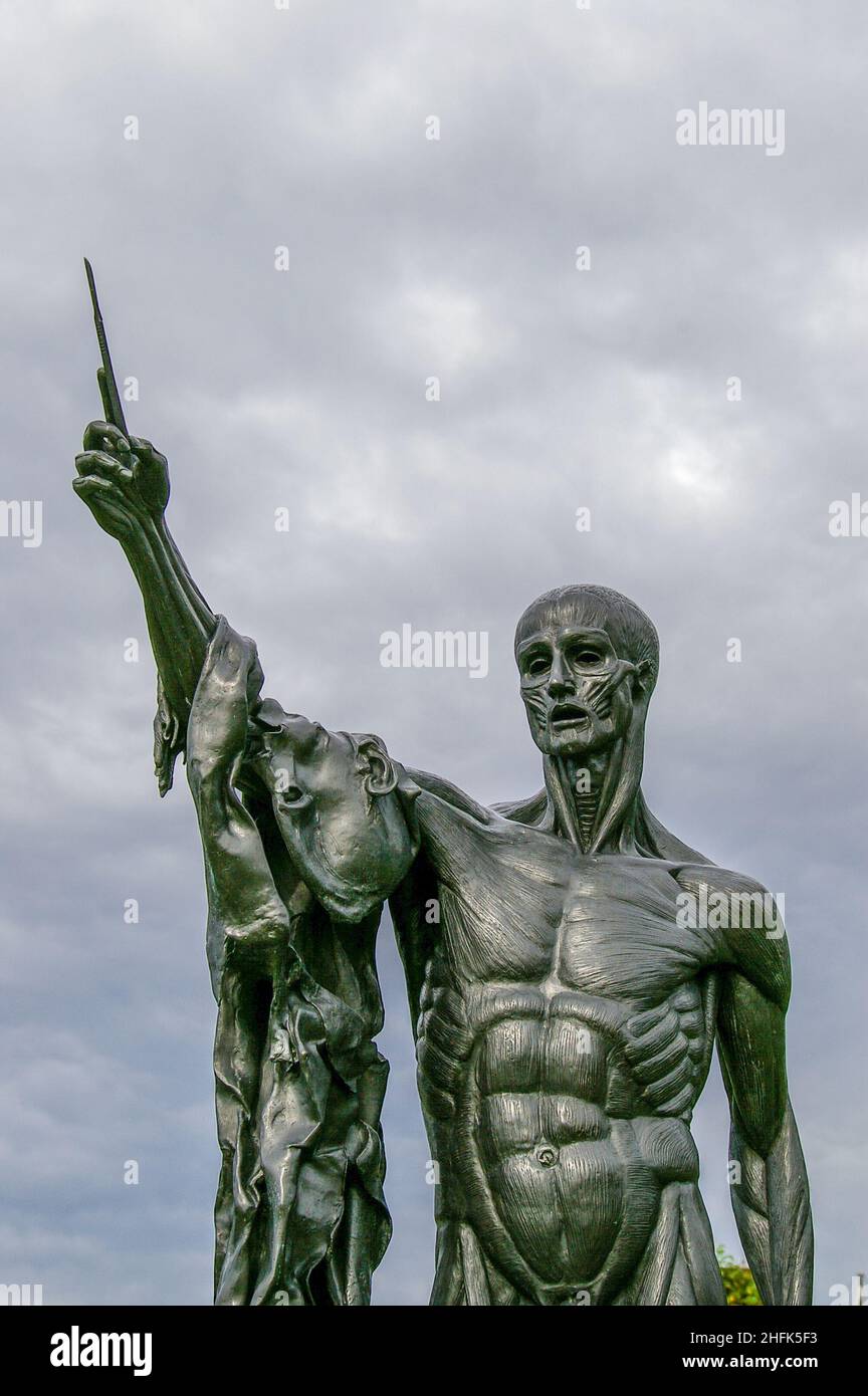 Close up of the sculpture Saint Bartholomew, Exquisite Pain by Damien ...