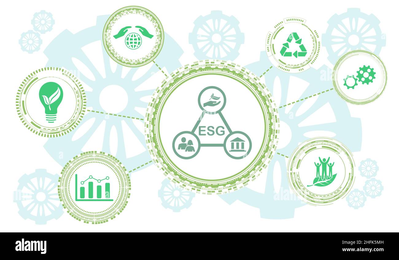 Concept of esg with connected icons Stock Photo - Alamy