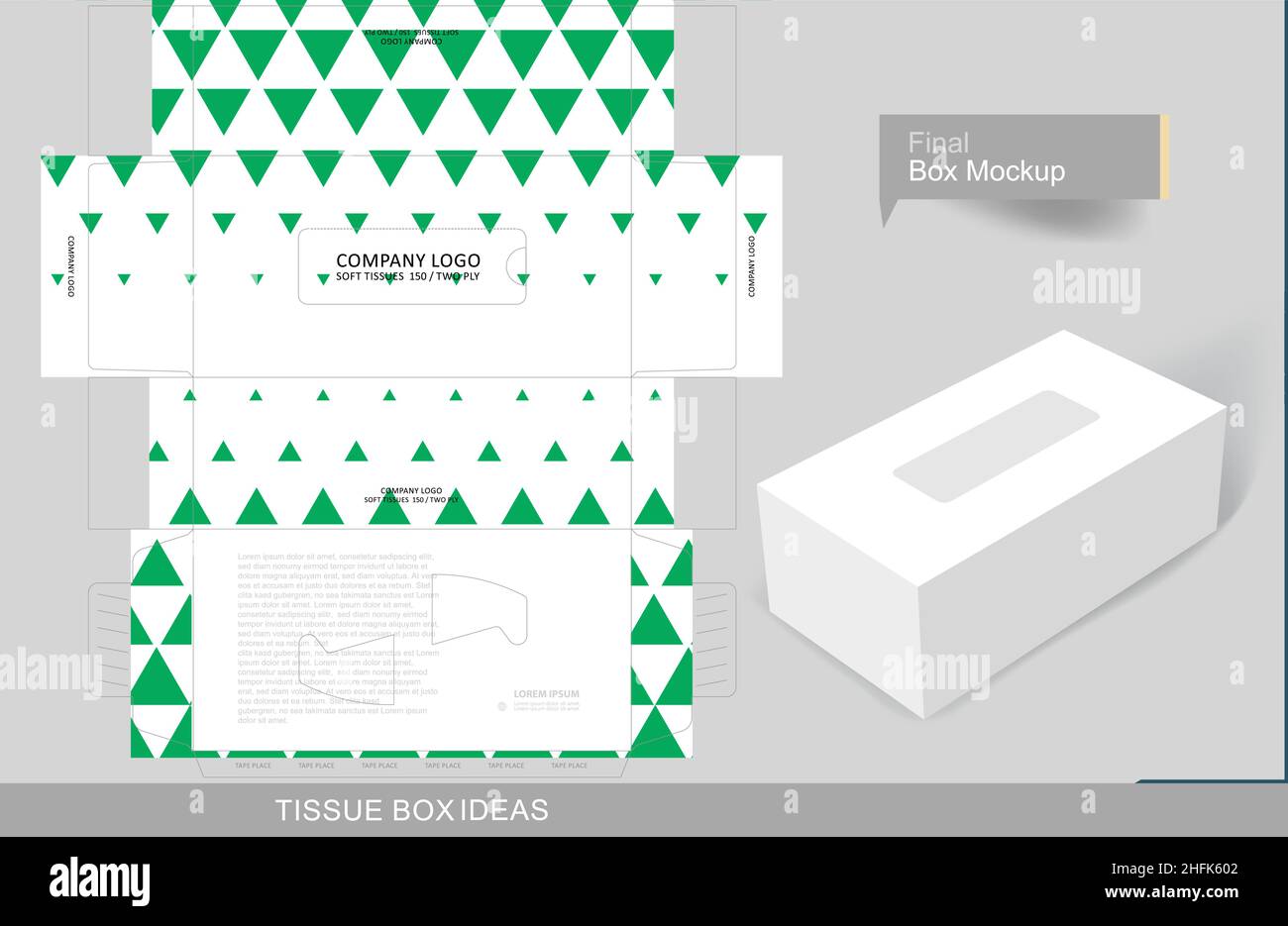 Abstract triangles pattern tissue box, template for business purpose ...