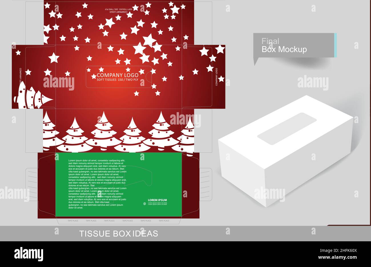 Christmas-happy new year tissue box, template for business purpose ...