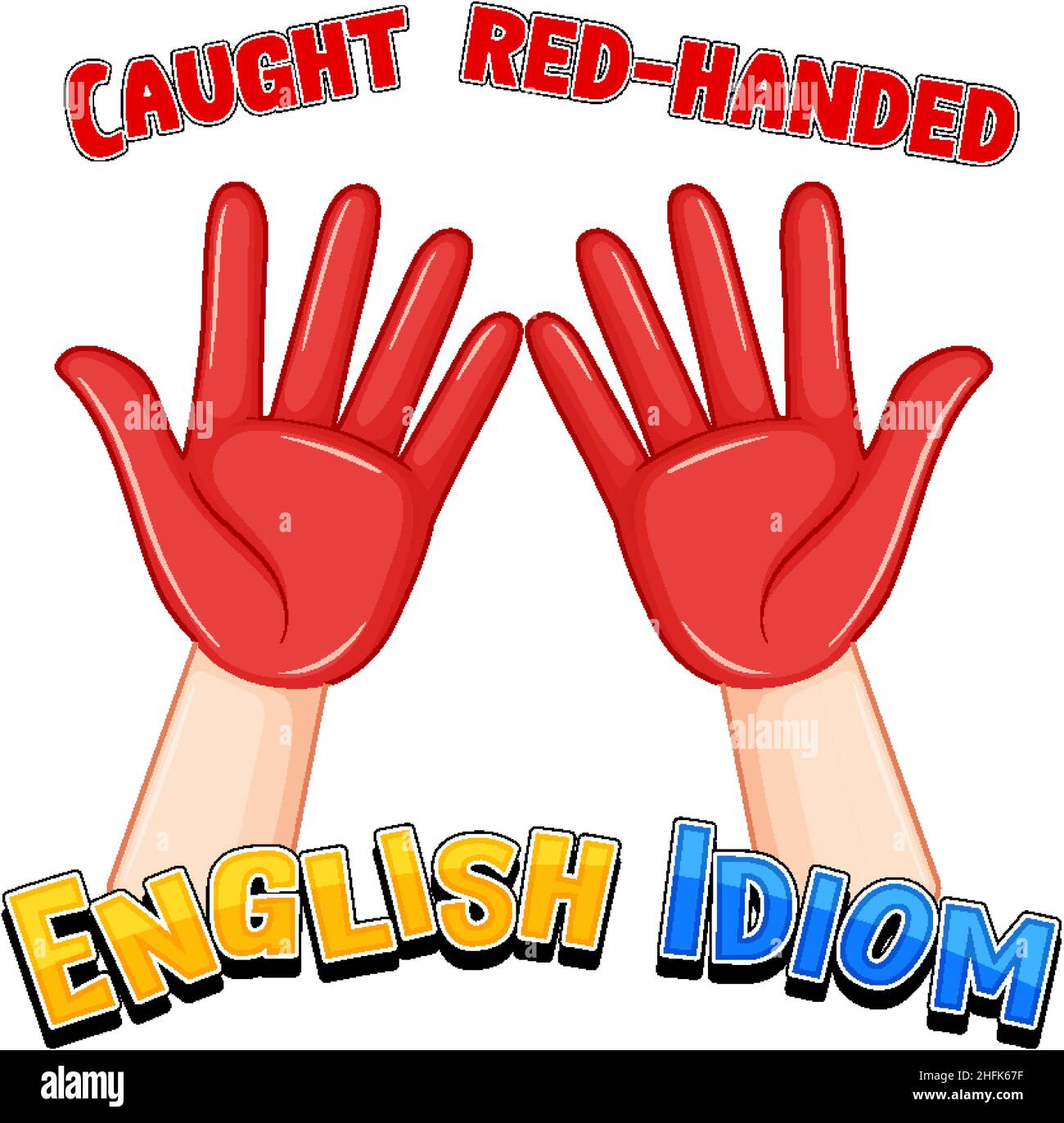 English idiom with caught red-handed illustration Stock Vector Image ...