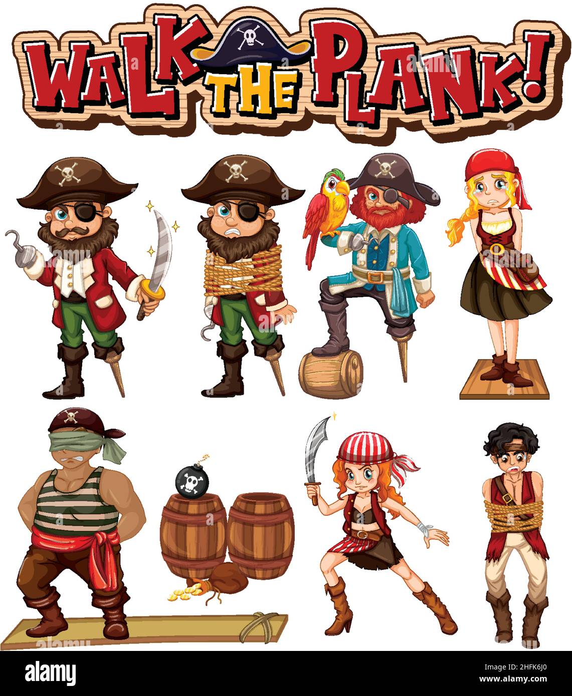 Set of pirate cartoon characters illustration Stock Vector Image & Art ...